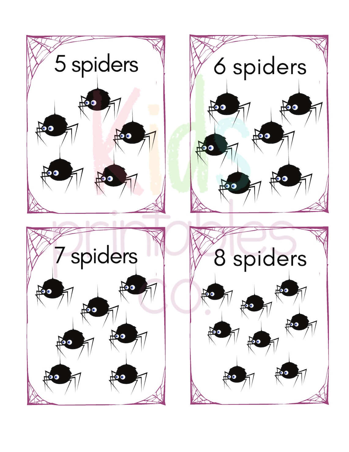 Spider Numbers Cards 1-10 cute - Etsy