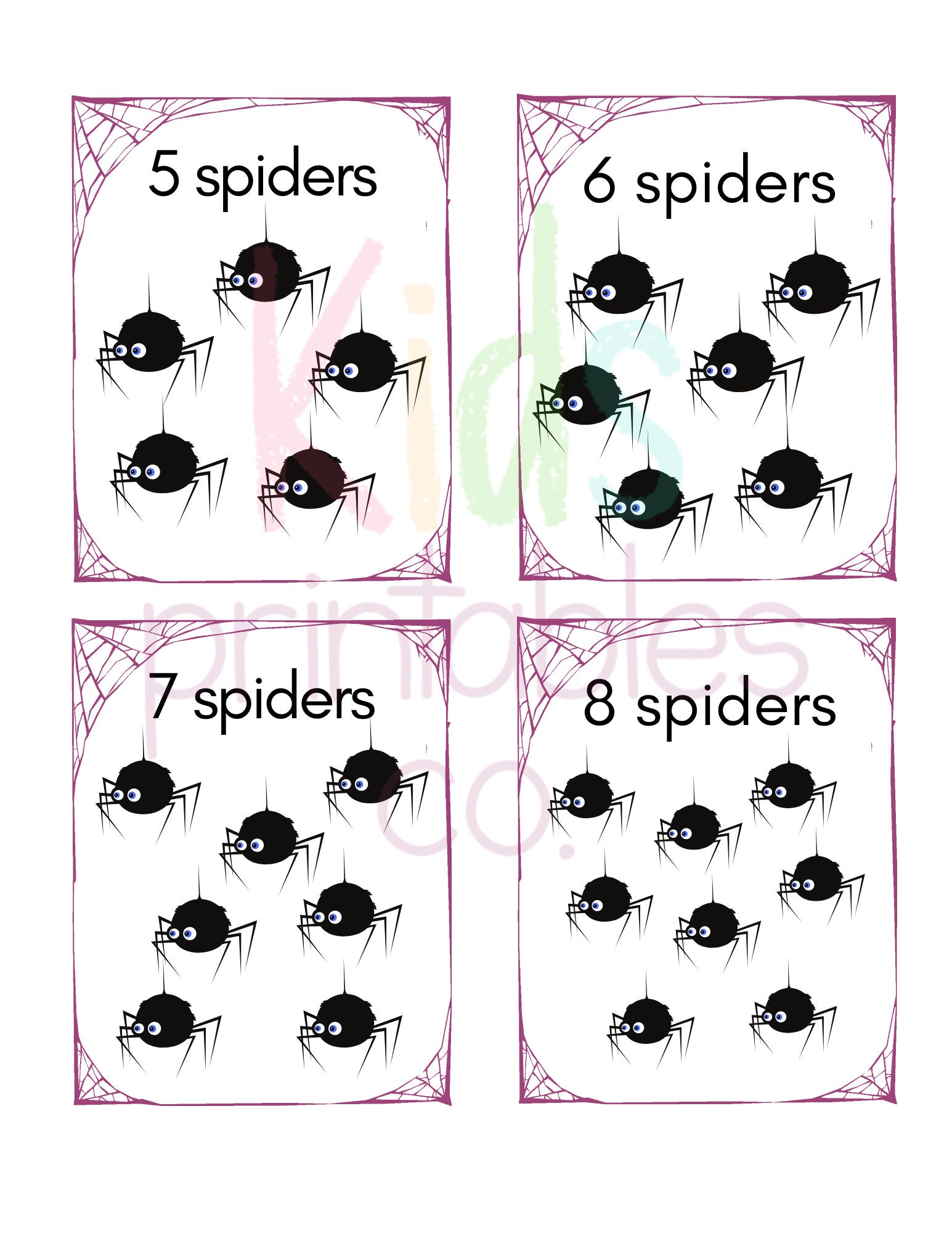 Spider Numbers Cards 1-10 cute | Etsy
