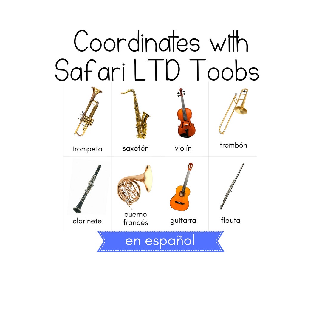 SPANISH - Musical Instruments Toob - Safari LTD Identification Cards - Etsy
