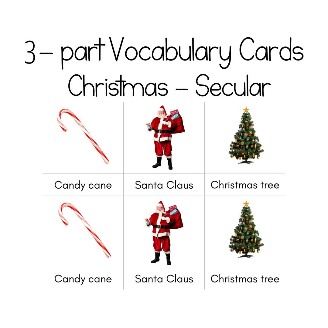 3-part Montessori Vocabulary Cards - Christmas - Secular - Etsy