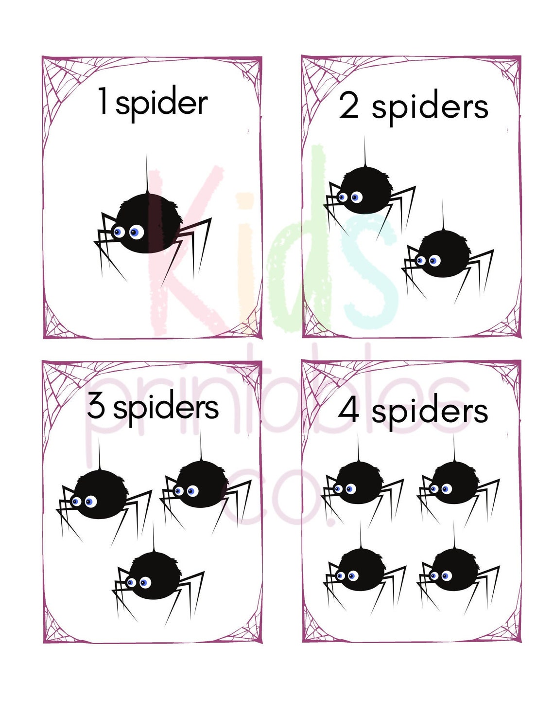 Spider Numbers Cards 1-10 cute - Etsy