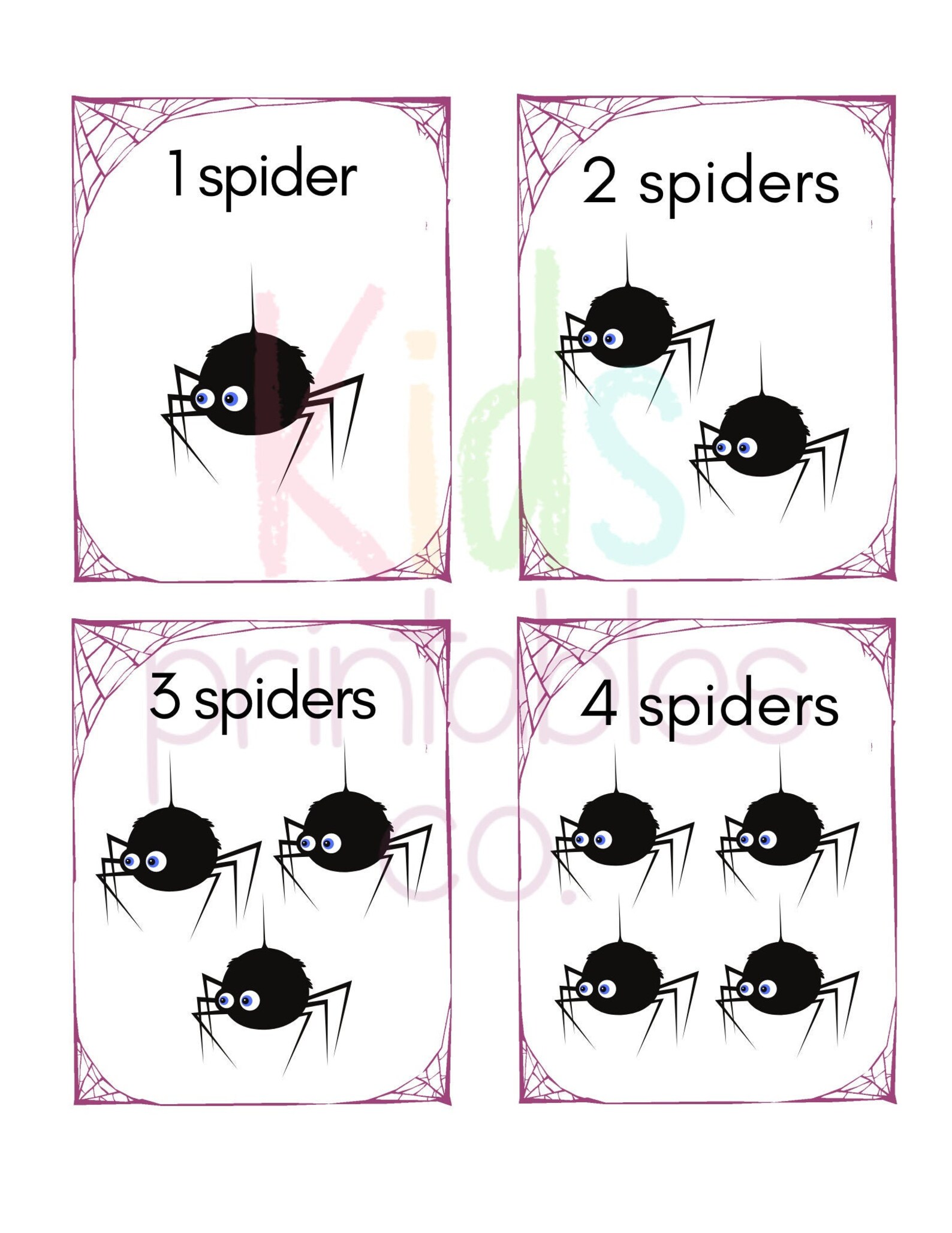 Spider Numbers Cards 1-10 cute - Etsy
