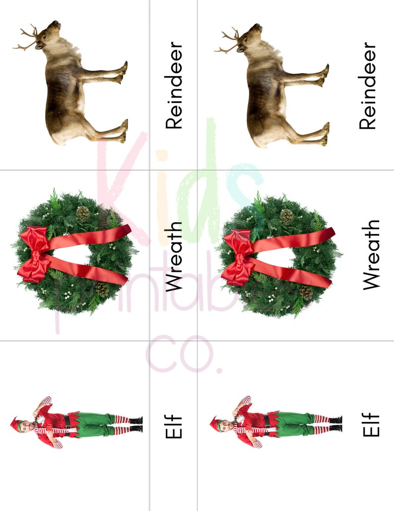 3-part Montessori Vocabulary Cards Christmas Secular - Etsy