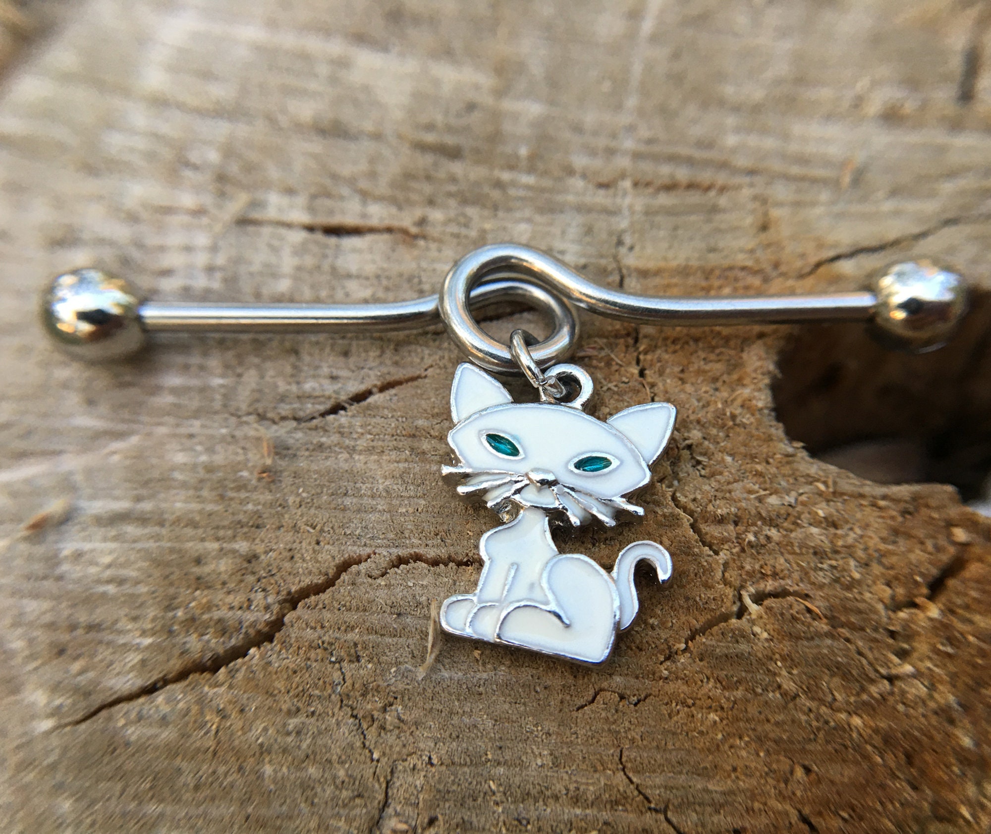 Cat Industrial Barbell,piercing Jewelry, Industrial Barbell in Silver ...