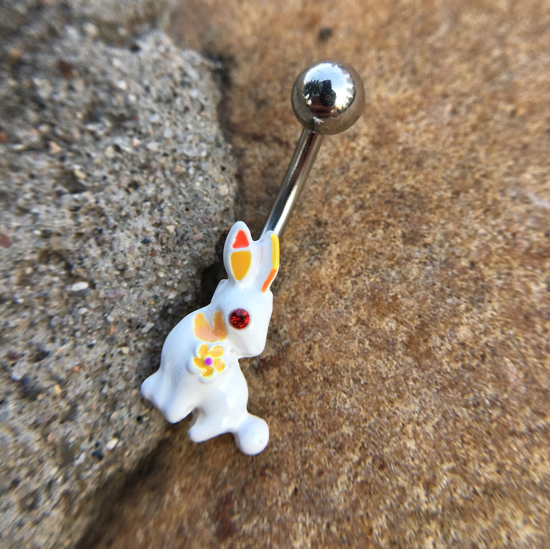Lovely Rabbit Belly Ring, Belly Bar,navel Piercing Ring,gift for Her ...