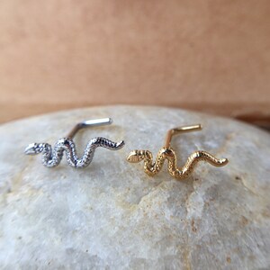 L Shape Nose Stud,nostril Stud, Snake Nose Ring,nose Piercing,body Jewelry,20g,0.8mm Wide,7mm ...