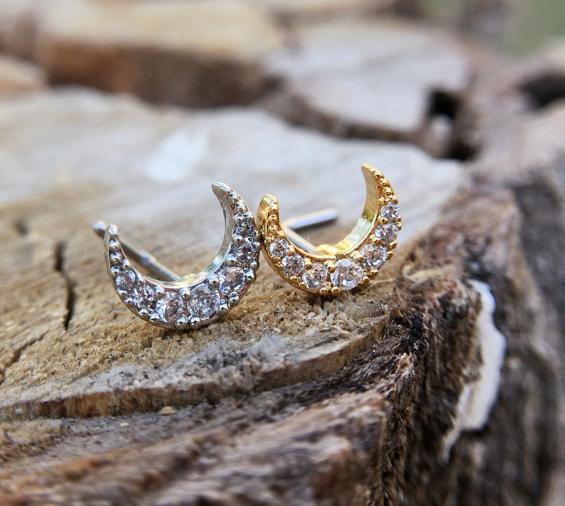 L Shape Nose Studnostril Studmoon Nose Ringnose - Etsy