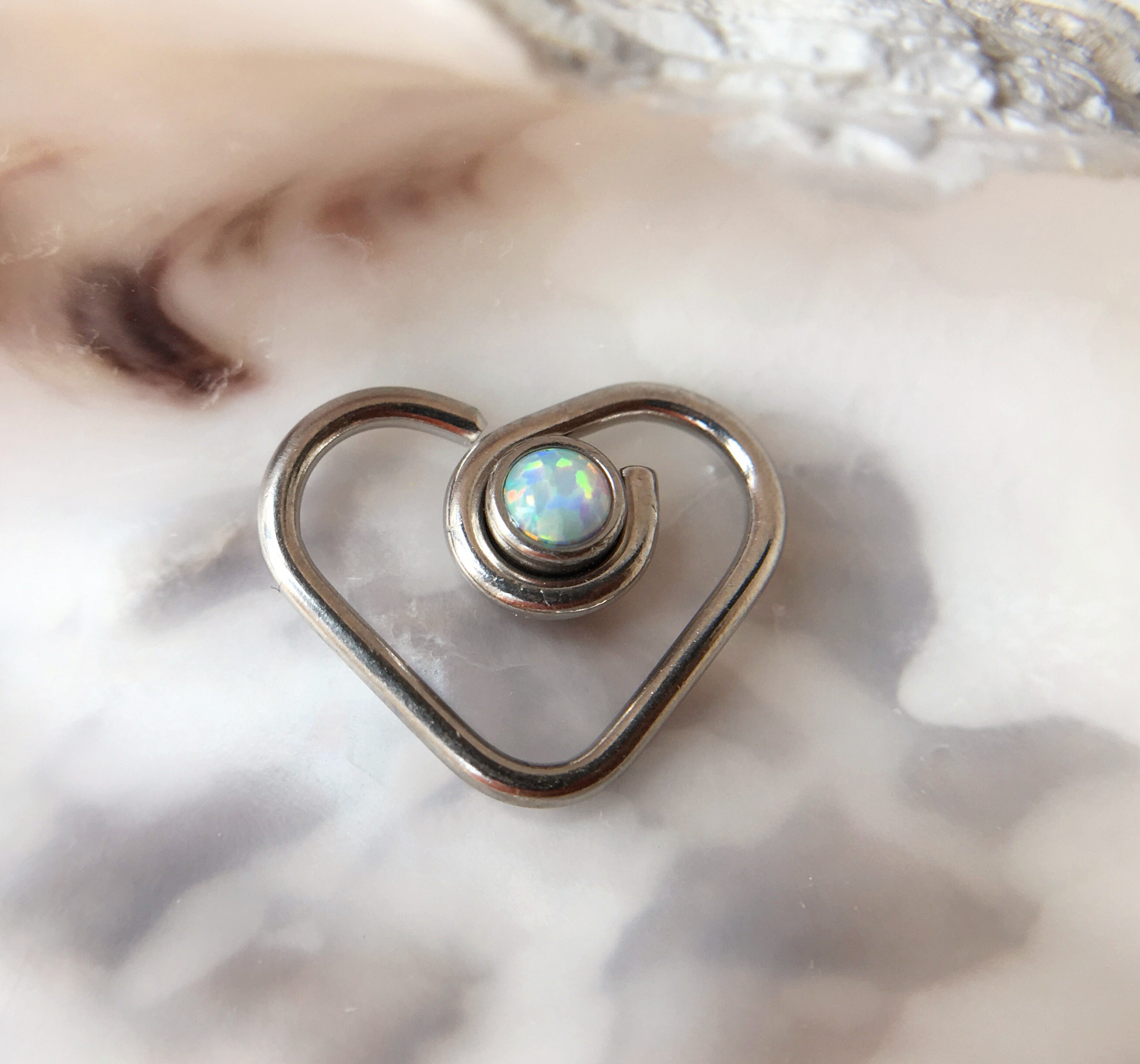 16G Heart Daith Hoop Opal Clicker Ring Daith Hoop Earring - Etsy UK