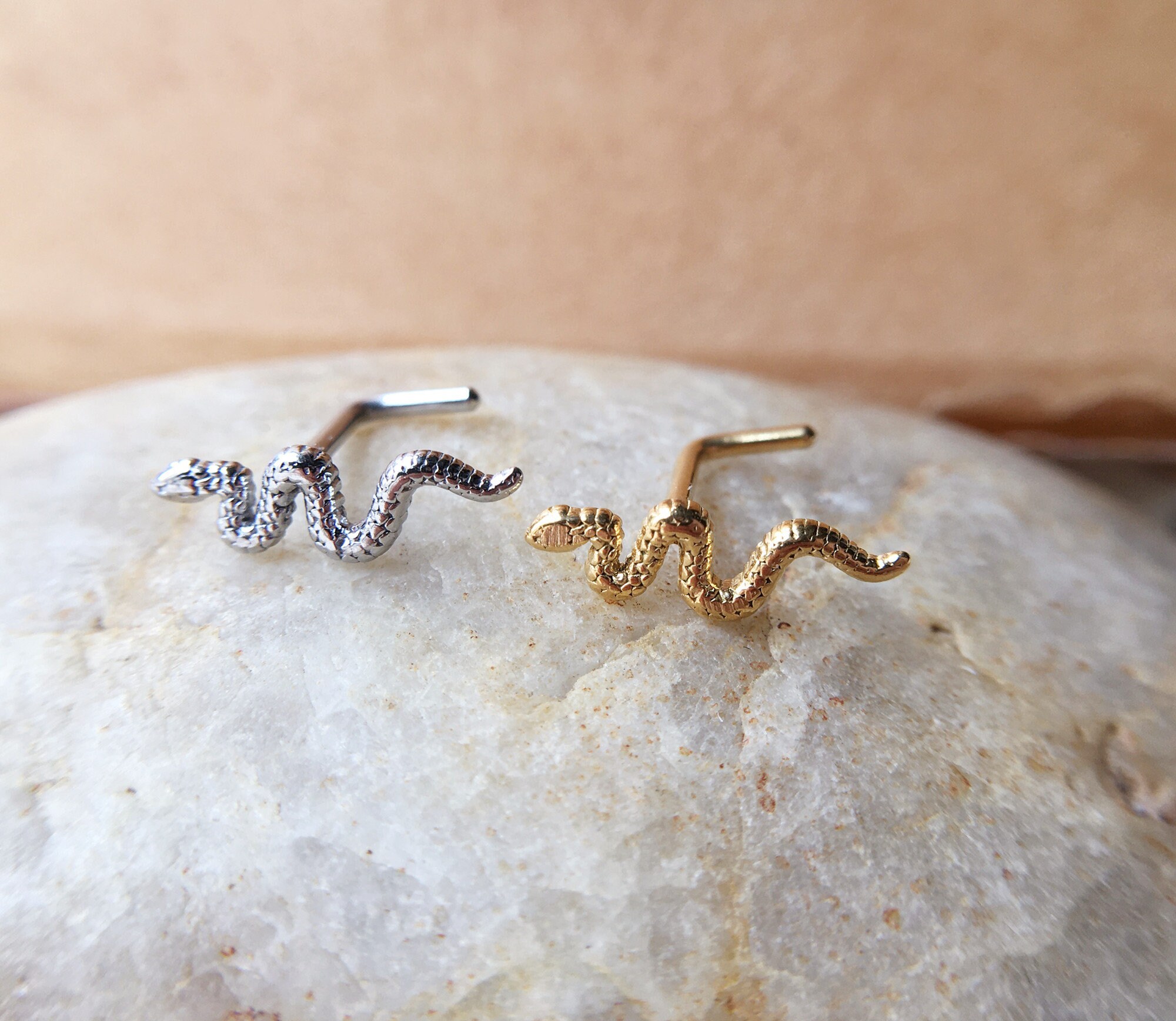 L Shape Nose Studnostril Stud Snake Nose Ringnose - Etsy