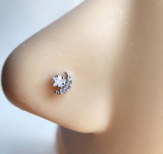 Moon and star nose stud store