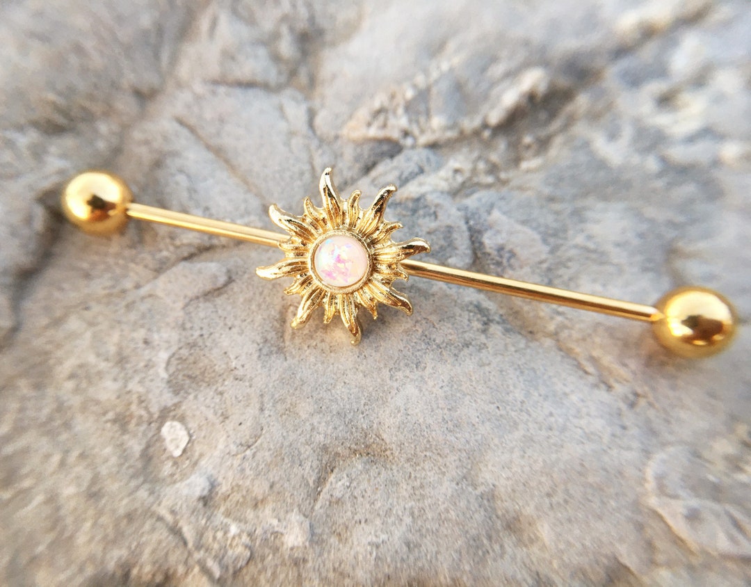 Sun Industrial Barbell,piercing Jewelry, Industrial Barbell in Silver ...