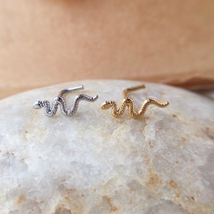 L Shape Nose Stud,nostril Stud, Snake Nose Ring,nose Piercing,body Jewelry,20g,0.8mm Wide,7mm ...
