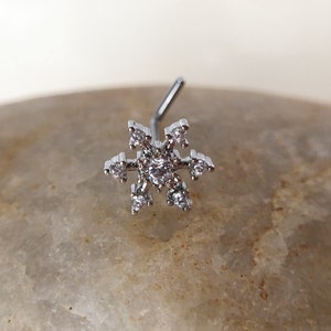 L Shape Nose Stud,nostril Stud, Snowflake Nose Ring,nose Piercing,body ...