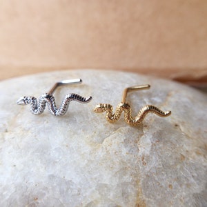 L Shape Nose Stud,nostril Stud, Snake Nose Ring,nose Piercing,body ...