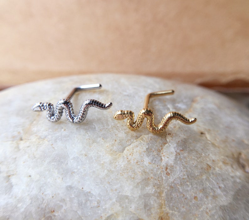 L Shape Nose Studnostril Stud Snake Nose Ringnose - Etsy