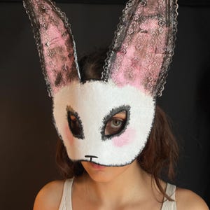 White Rabbit Masquerade Mask - Whimsigoth Bunny Adult Halloween Mask ...