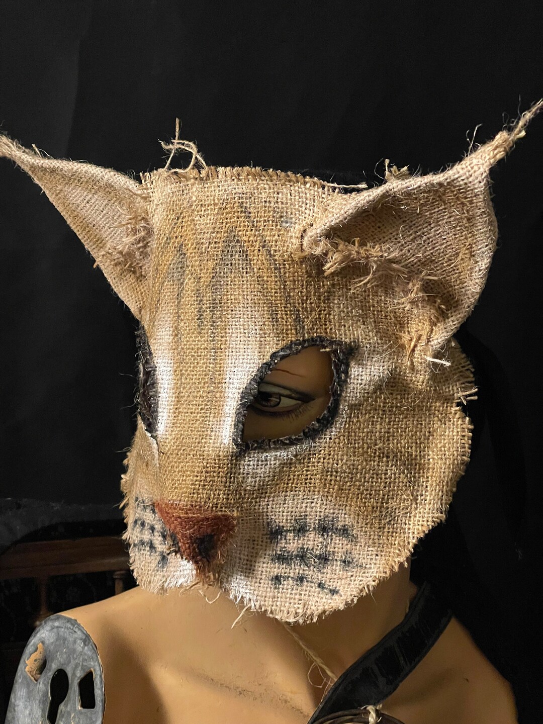 Cat Mask Burlap and Felt Adult Halloween Costumes for Masquerades ...