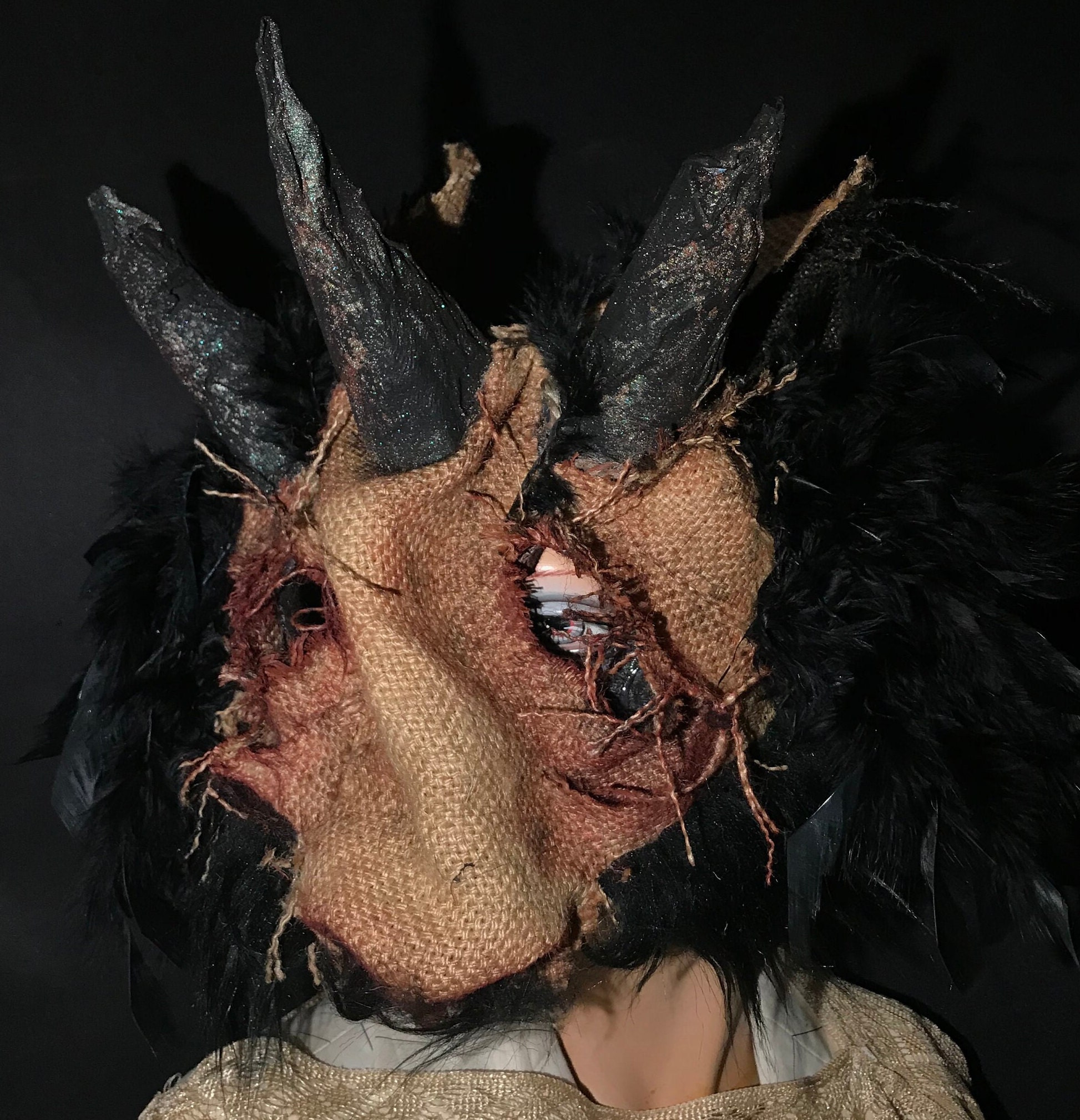 Custom Baphomet Demon Mask Handmade Burlap Devil Mask Hand - Etsy