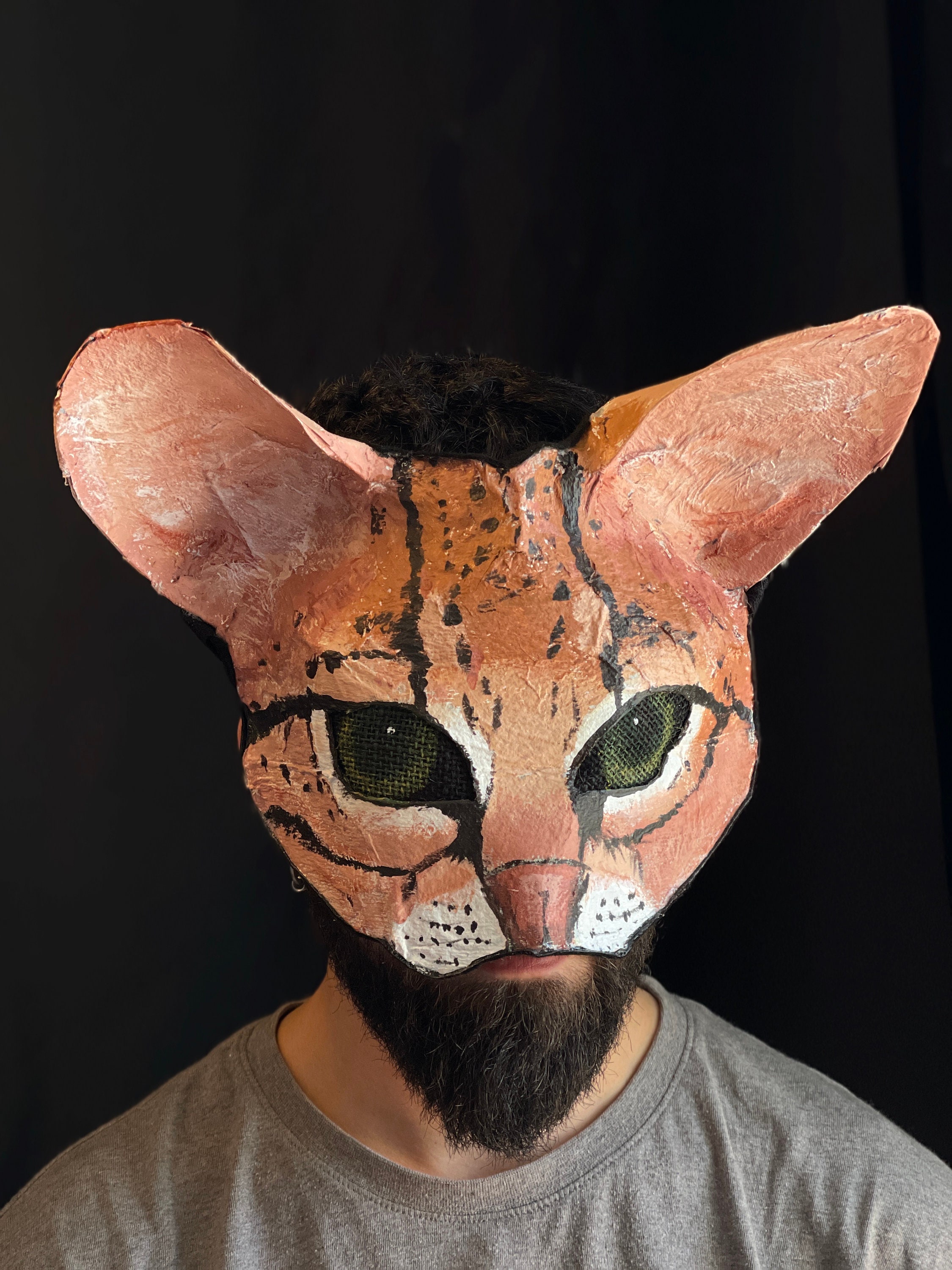 Ocelot Mask Papier-mâché Halloween Costumes for Masquerades - Etsy