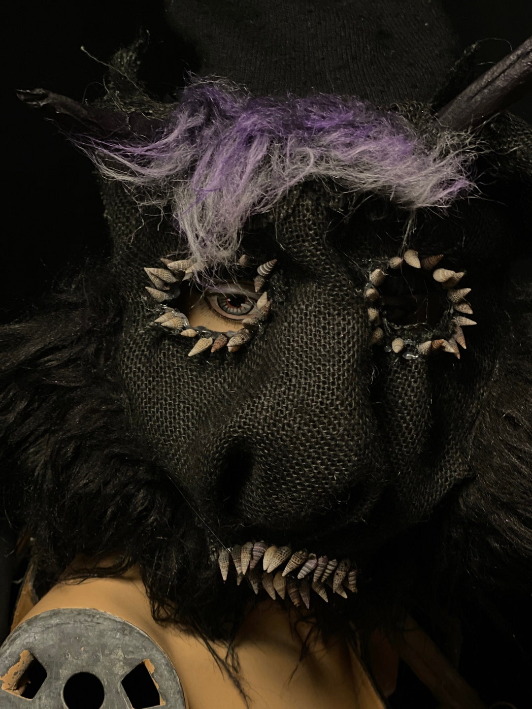 Scary Burlap Monster Devil Mask - Handmade Halloween Horror Props ...