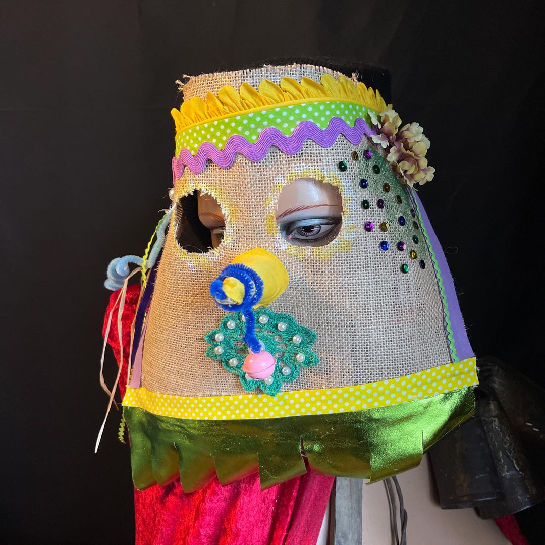 Cajun Mardi Gras Mask Masquerade Carnival Costume Chicken Chase Outfit ...