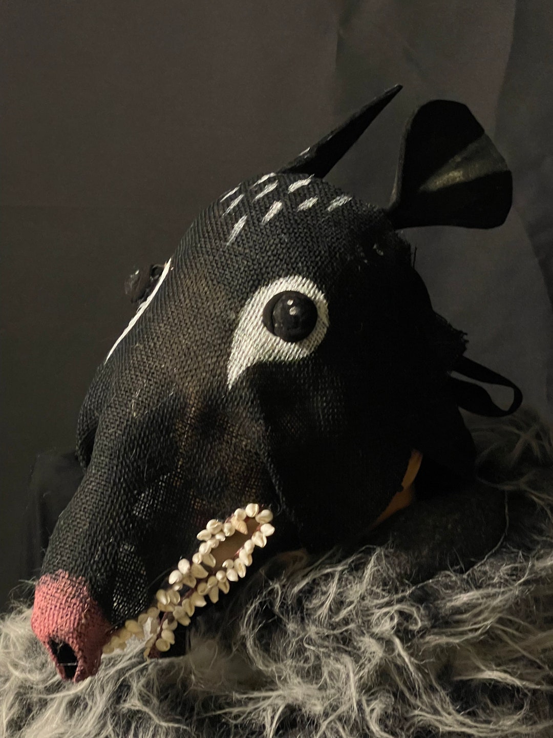 Creepy Cute Black Burlap Possum Mask Adult Halloween, Masquerade ...