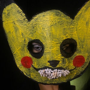 Creepy Scary Horror Mask Adult Halloween Pika Costume Handmade Custom ...