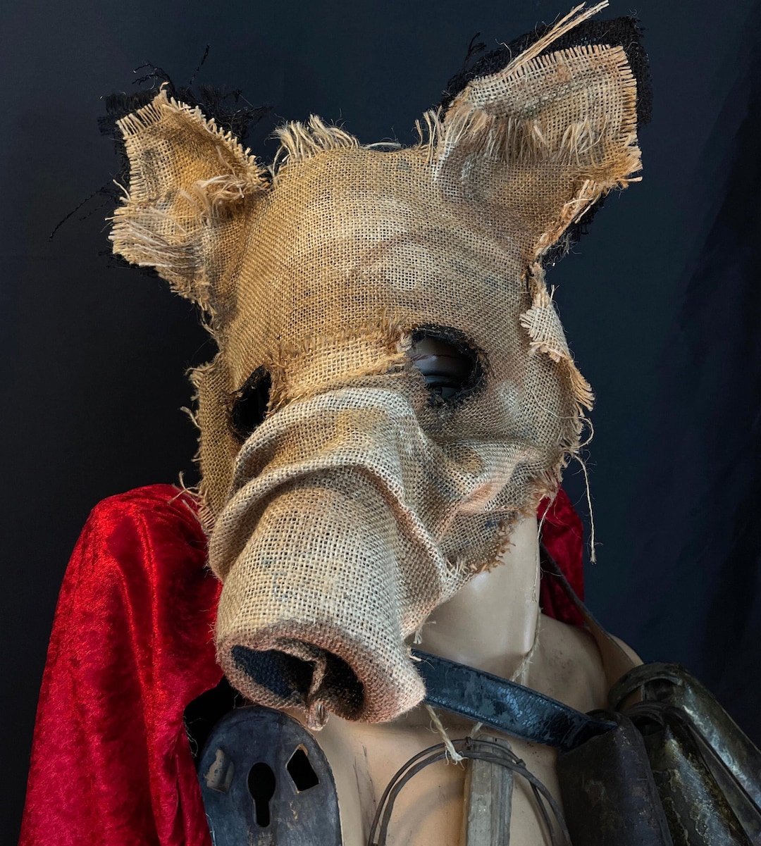 Pig Hog Horror Mask - Adult Halloween Boar Costume - Handmade Custom ...