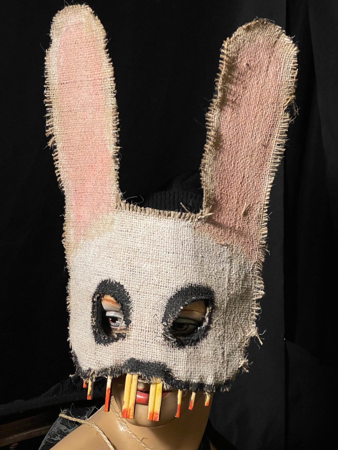 Creepy Rabbit Mask, Scary Masquerade Mask, White Burlap Bunny Mask ...