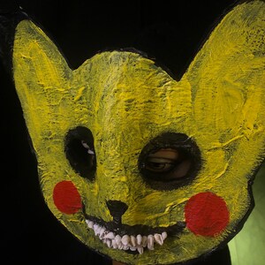 Creepy Scary Horror Mask Adult Halloween Pika Costume Handmade Custom ...