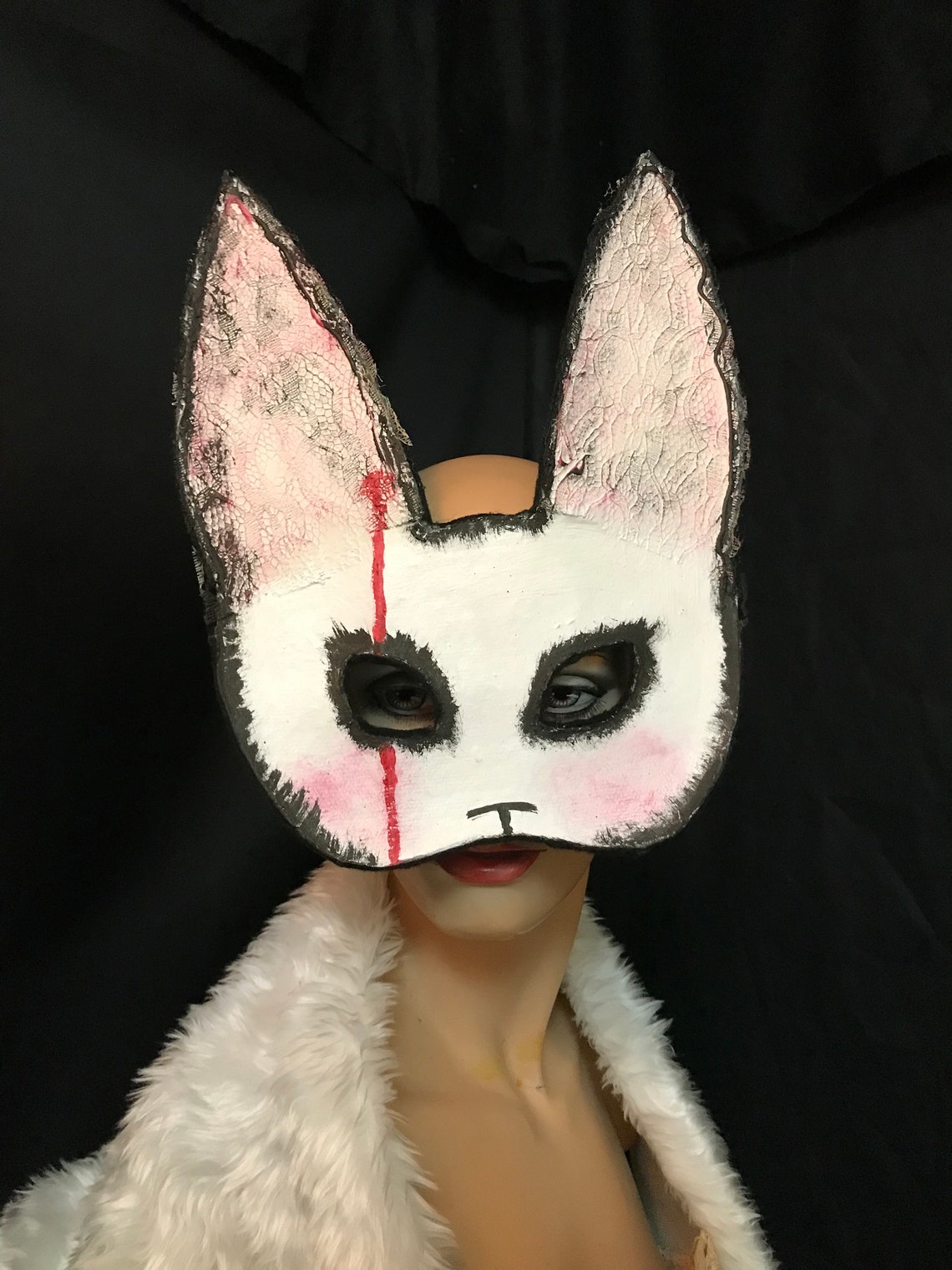 Scary White Rabbit Masquerade Mask Creepy Bunny Adult - Etsy