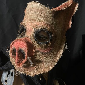 Scary Pig Horror Mask Adult Halloween Boar Costume Handmade Custom ...