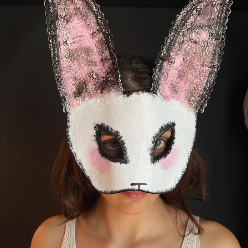 White Rabbit Masquerade Mask - Adult Halloween Mask - Bunny Costume ...