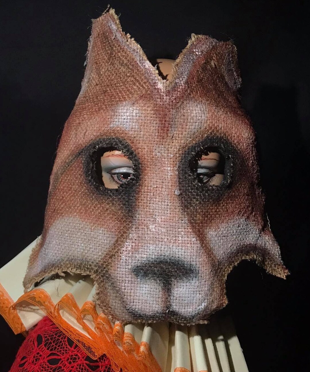 Kitsune Fox Mask Papier-mâché and Burlap Adult Halloween Costumes for ...