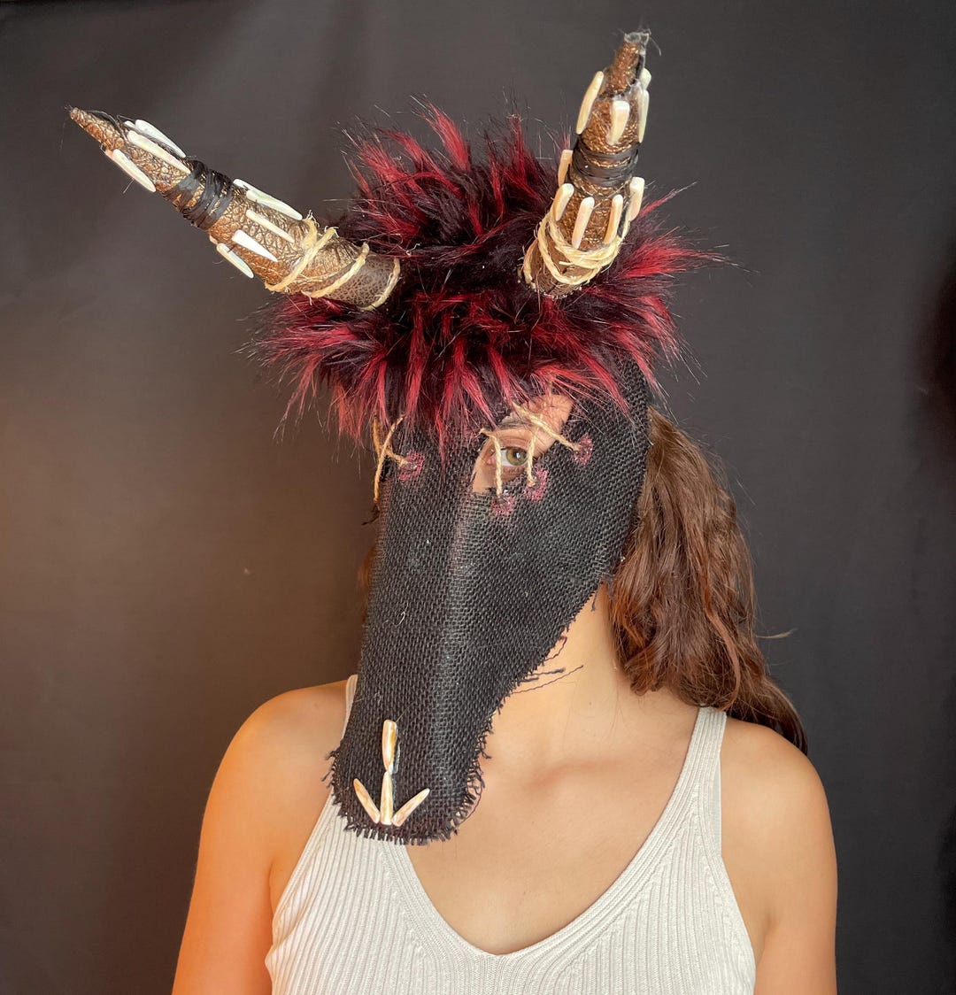 Devil Goat Mask, Adult Halloween Costume Demon, Baphomet Art, Handmade ...