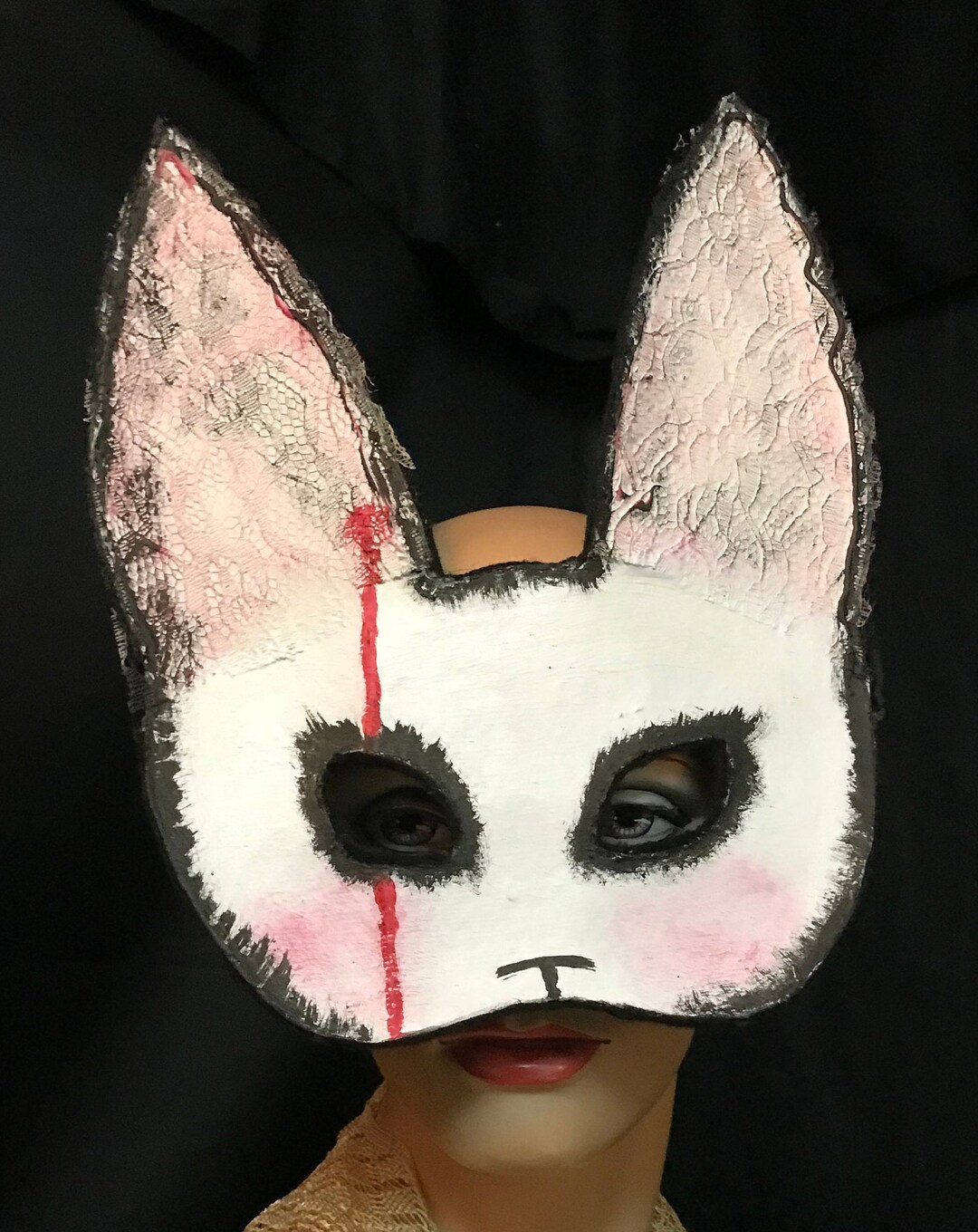 Scary White Rabbit Masquerade Mask Creepy Bunny Adult Halloween Mask ...