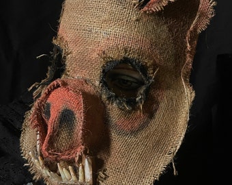Scary Pig Horror Mask Adult Halloween Boar Costume Handmade Custom ...