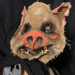 Scary Pig Horror Mask Adult Halloween Boar Costume Handmade Custom ...