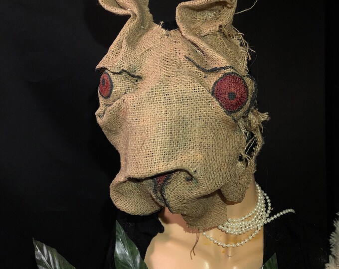 Creepy Scary Burlap Horror Mask - Adult Halloween Costume - Handmade ...