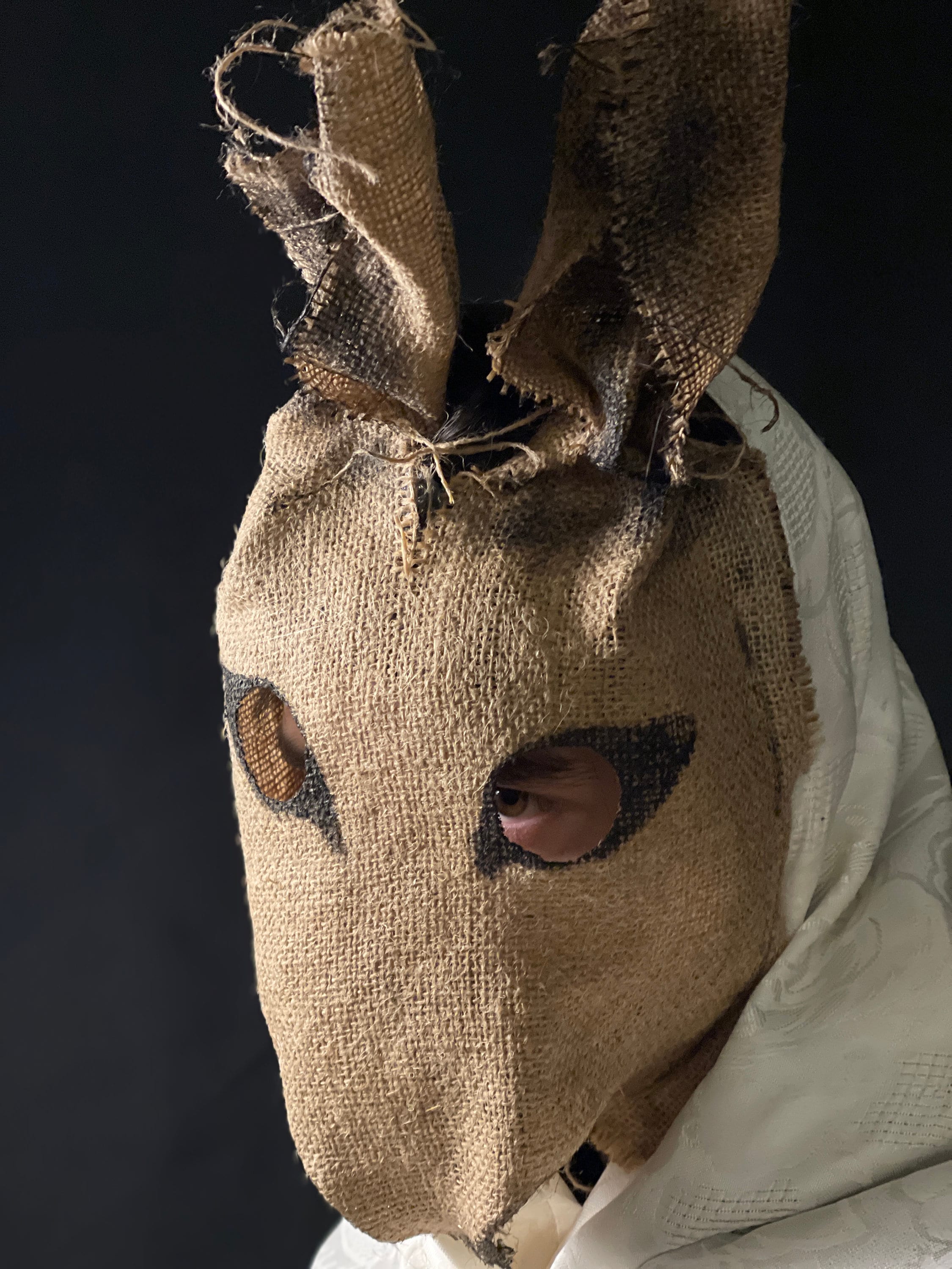 Creepy Scary Burlap Rabbit Horror Prop Mask Adult Halloween Rabbit ...
