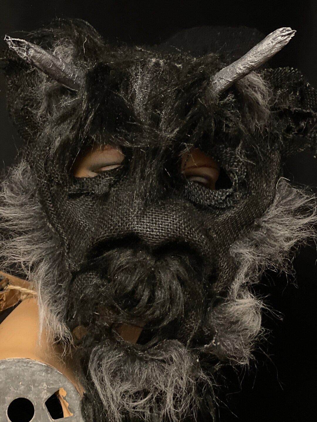 Scary Burlap Werewolf Devil Mask Handmade Halloween Horror Props Demon ...