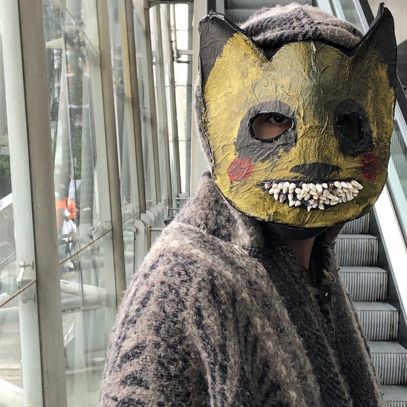 Creepy Scary Horror Mask Adult Halloween Pika Costume Handmade Custom ...