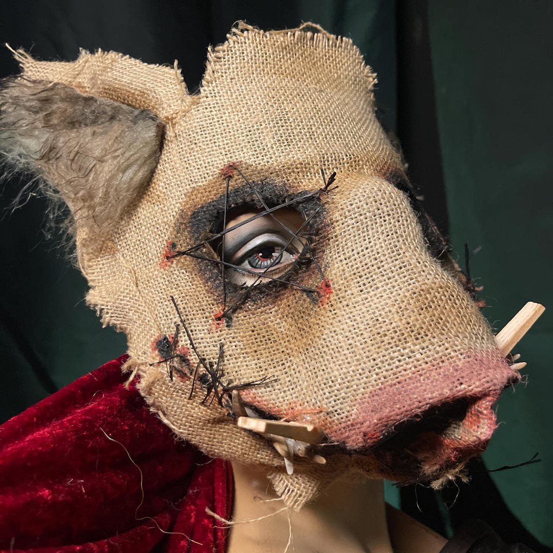 Pig Troll Hog Horror Mask - Adult Halloween Boar Costume - Handmade ...