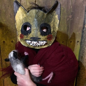 Creepy Scary Horror Mask Adult Halloween Pika Costume Handmade Custom ...