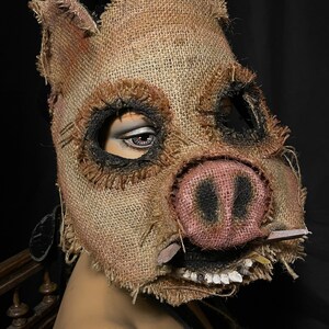 Hog Horror Pig Mask - Scary Adult Halloween Boar Costume - Handmade ...