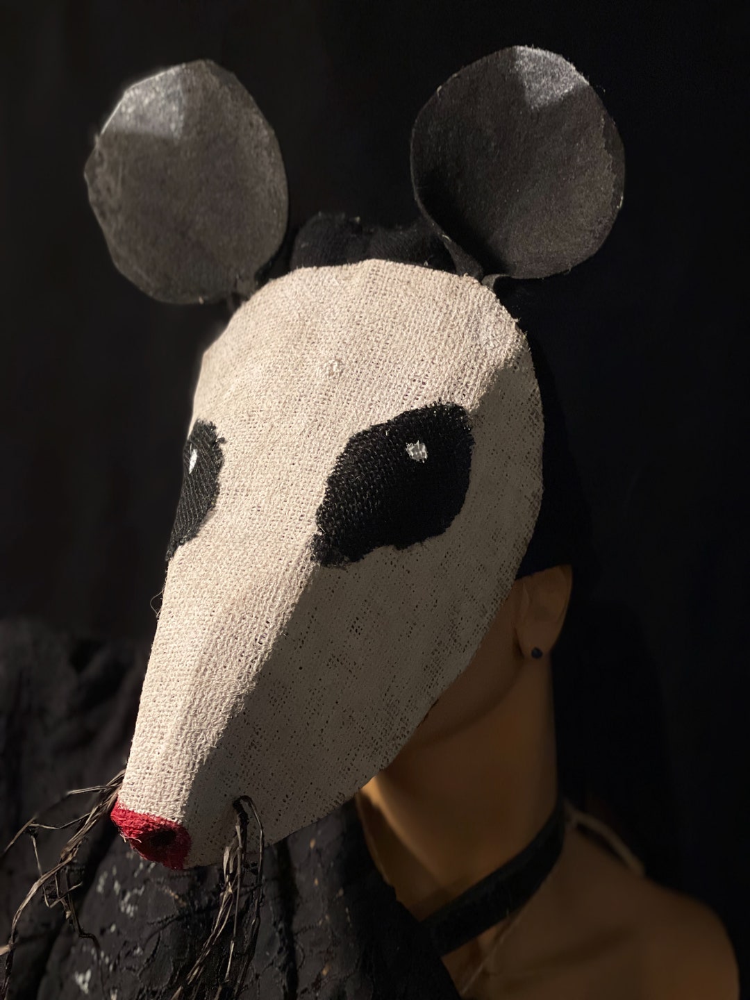 Creepy Cute Burlap Opossum Possum Mask Adult Halloween Rat, Mouse ...