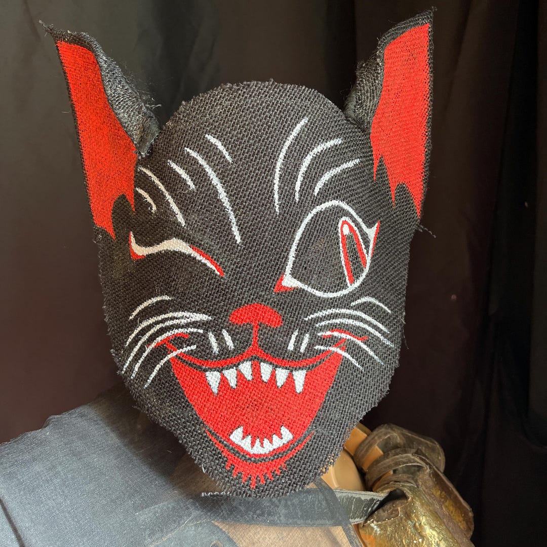 Black Cat Mask: '70s Style Costume Prop Halloween, Photo Shoot ...