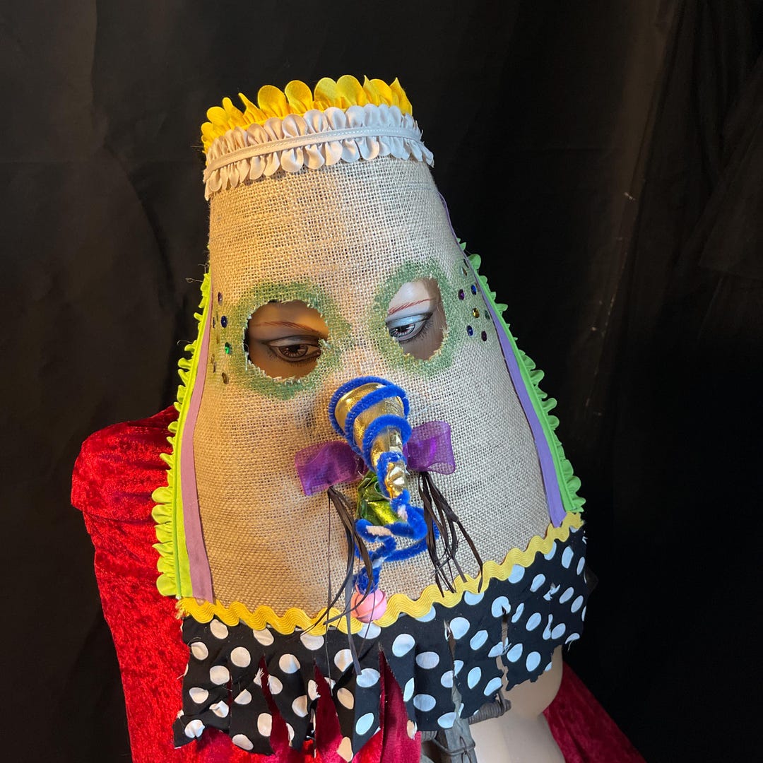 Cajun Mardi Gras Mask Masquerade Carnival Costume Chicken Chase Outfit ...