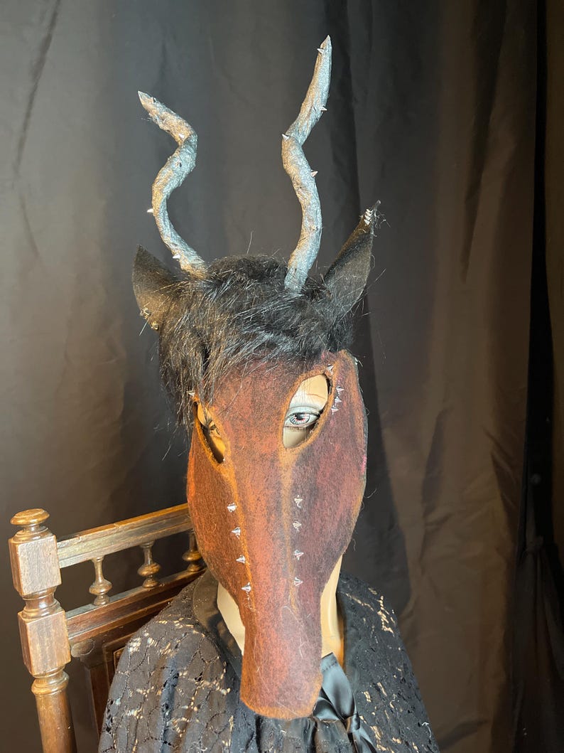 Gazelle Mask - Horned Demon Video Prop - Halloween, Masquerade, Fun ...