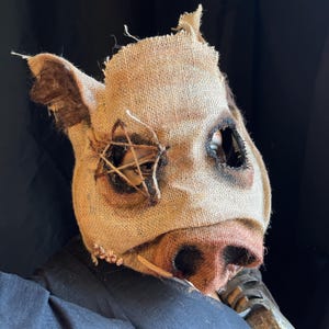 Pig Troll Hog Horror Mask - Adult Halloween Boar Costume - Handmade ...